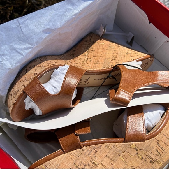 American Rag | Shoes | Newbox American Rag Rochelle Cognac 45 Cork Wedge Heel Platform Sandals ...